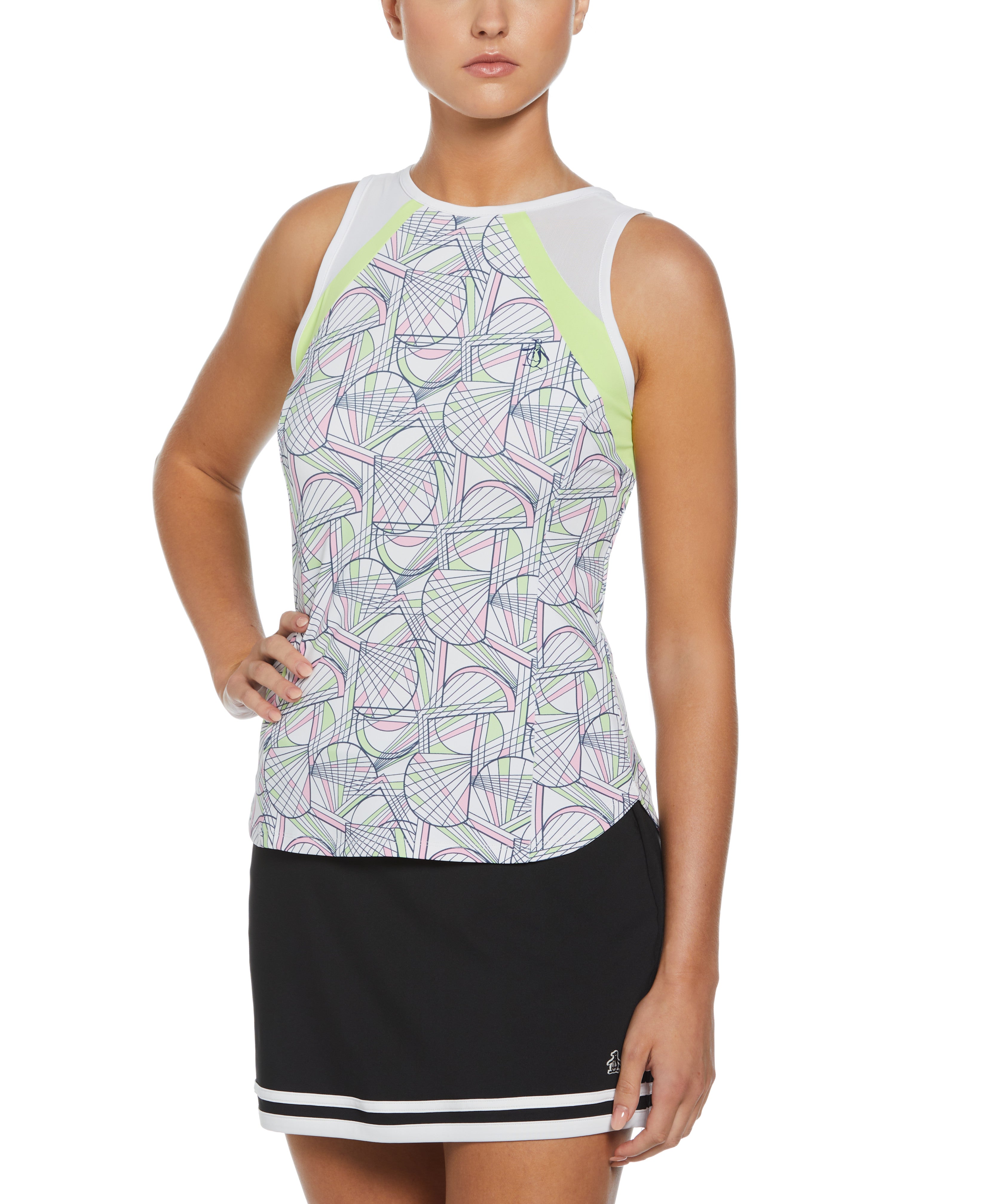Women's Tennis Racket Print Mesh Block Tank Top – Golf Apparel Shop